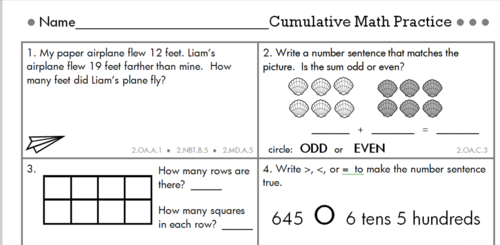 2nd Grade Cumulative Around the Room Math Review