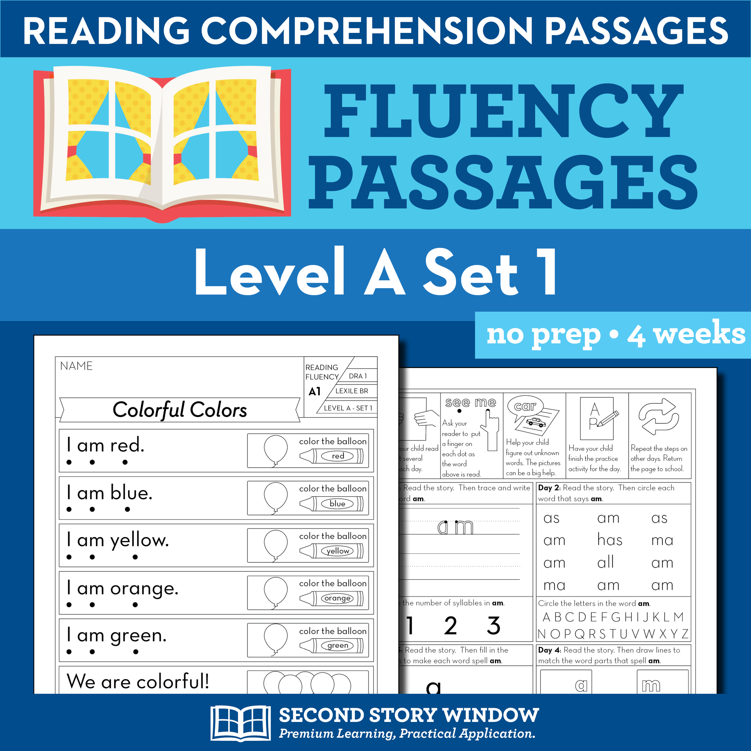 Reading Fluency Homework Level A Set 1 - Second Story Window