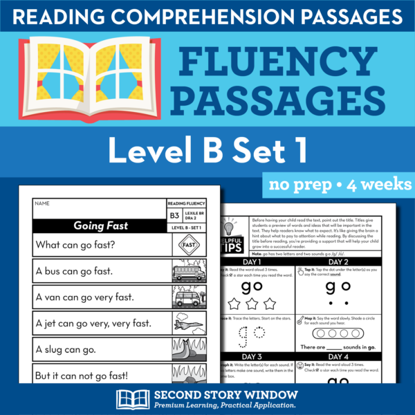Decodable Passages Reading Fluency and Sight Word Practice Level B Set ...