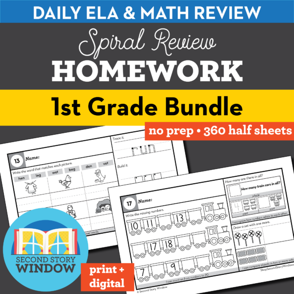 1st Grade Homework • Spiral Review Math and ELA Homework 1st - Second ...