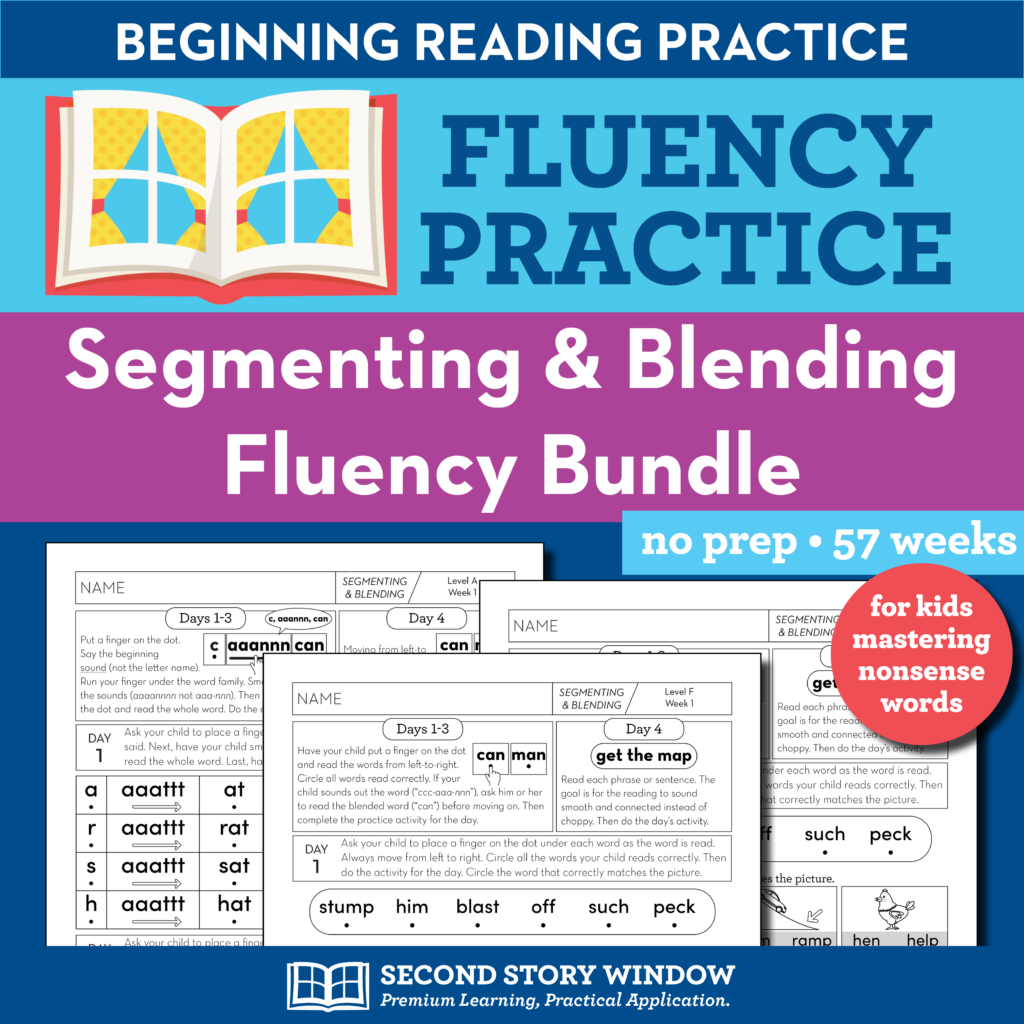 Segmenting and Blending Nonsense Word Fluency Homework or Intervention ...