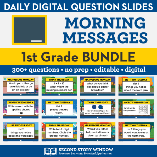 1st Grade Morning Messages Slides Bundle for Morning Meeting - Second ...