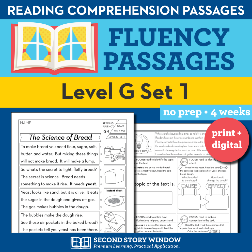 Reading Fluency Homework Level G Set 1 - Second Story Window