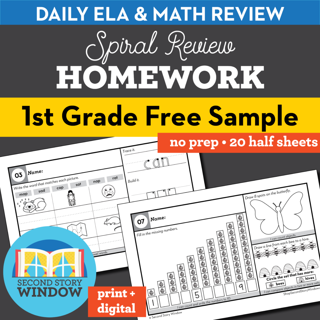 1st Grade Math & ELA Homework Sampler - Second Story Window