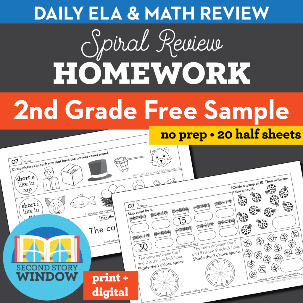 2nd Grade Math & ELA Homework Sampler - Second Story Window