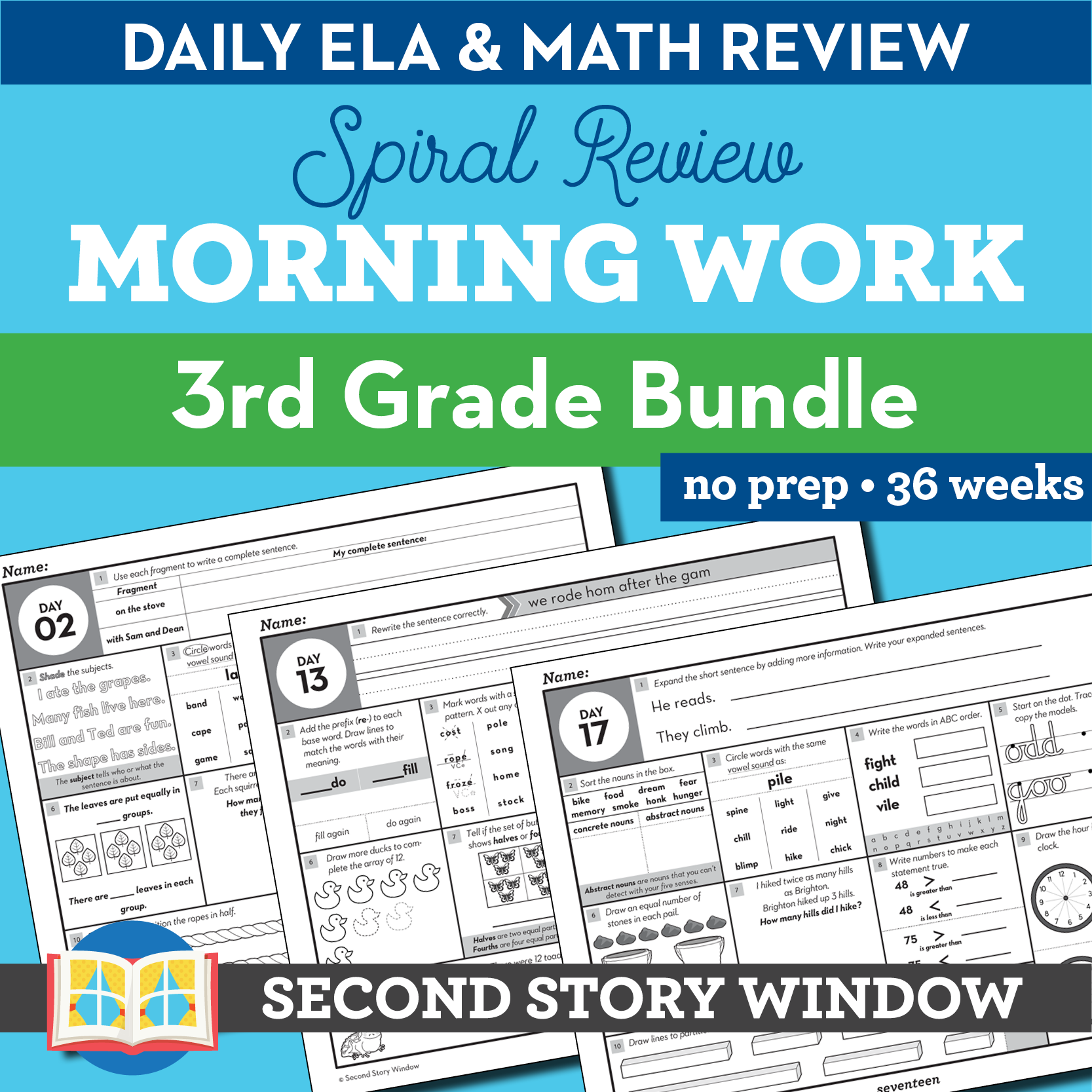 Morning Work 3rd Grade Math ELA Spiral Review