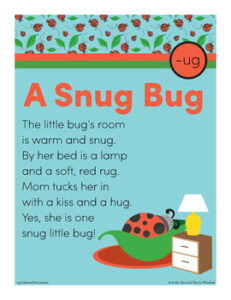 A Snug Bug - ug Word Family Poem of the Week - Short Vowel U Fluency ...
