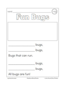 A Snug Bug - ug Word Family Poem of the Week - Short Vowel U Fluency ...