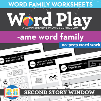 -Ame Word Family Worksheets No Prep Long Vowel A Chunk Spelling ...