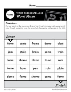-Ame Word Family Worksheets No Prep Long Vowel A Chunk Spelling ...