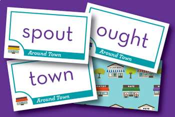 Around Town abstract ow, ou, ough Phonics Game - Words Their Way Game ...