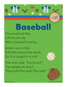 Baseball -all Word Family Poem of the Week - Fluency Poem - Second ...