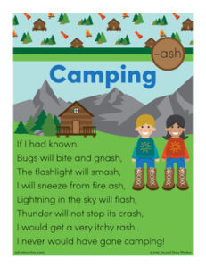 Camping - ash Word Family Poem of the Week - Short Vowel A Fluency Poem ...