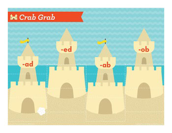 Crab Grab Mixed Vowel Word Families Phonics Game - Words Their Way Game ...