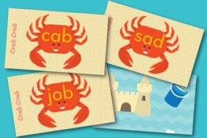 Crab Grab Mixed Vowel Word Families Phonics Game - Words Their Way Game ...