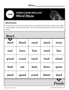 -Eed Word Family Worksheets No Prep Long Vowel E Chunk Spelling ...