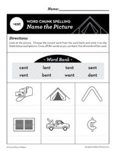 -Ent Word Family Worksheets No Prep Short Vowel E Chunk Spelling ...