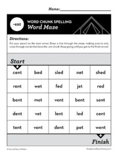 -Ent Word Family Worksheets No Prep Short Vowel E Chunk Spelling ...