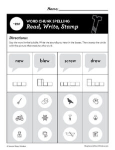-Ew Long Vowel Word Family Worksheets No Prep Chunk Spelling - Second ...