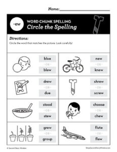 -Ew Long Vowel Word Family Worksheets No Prep Chunk Spelling - Second ...