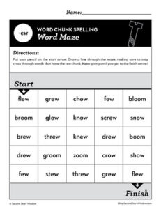 -Ew Long Vowel Word Family Worksheets No Prep Chunk Spelling - Second ...
