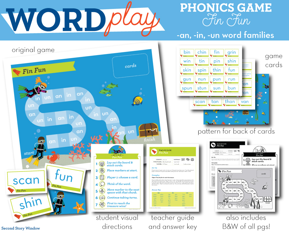 Fin Fun Mixed Vowel Word Families Phonics Game - Words Their Way Game ...