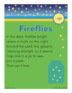 Fireflies - ar Word Family Poem of the Week - R Controlled Vowel ...