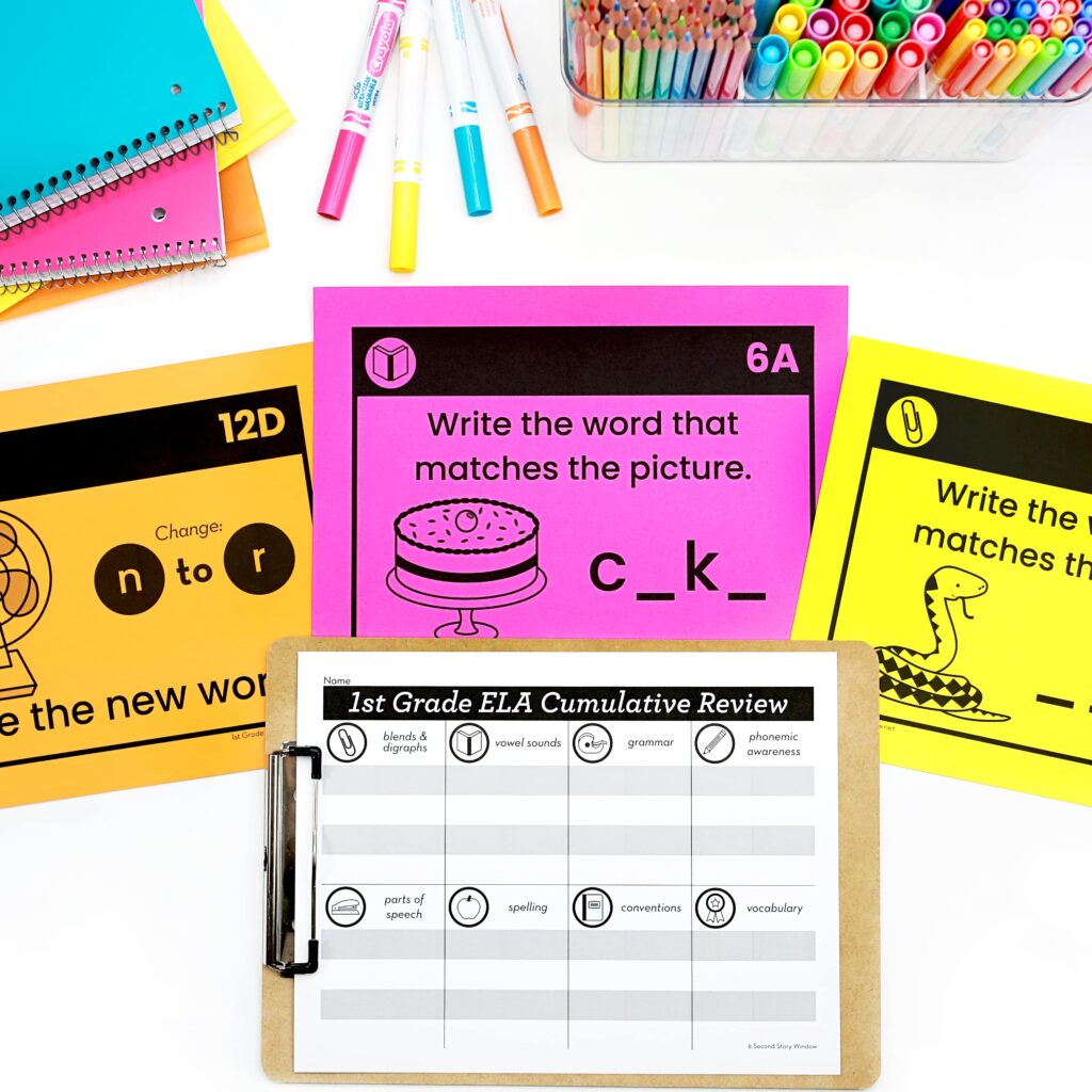 1st Grade Language Arts End of Year Cumulative Review Editable ELA ...