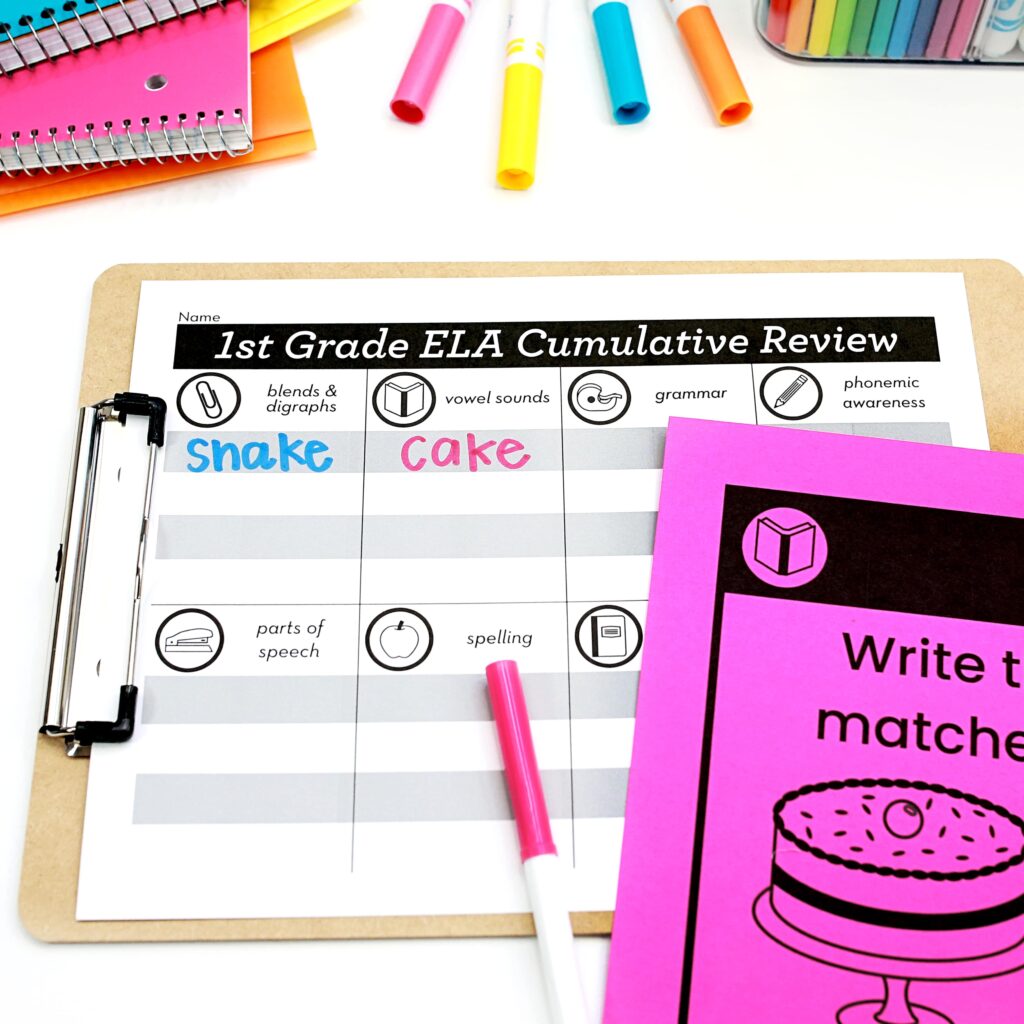 1st Grade Language Arts End of Year Cumulative Review Editable ELA ...