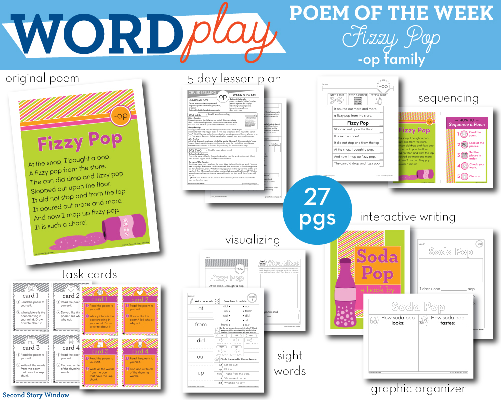 Fizzy Pop - op Word Family Poem of the Week - Short Vowel O Fluency ...