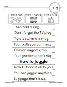 How to Juggle - ug Word Family Poem of the Week - Short Vowel U Fluency ...