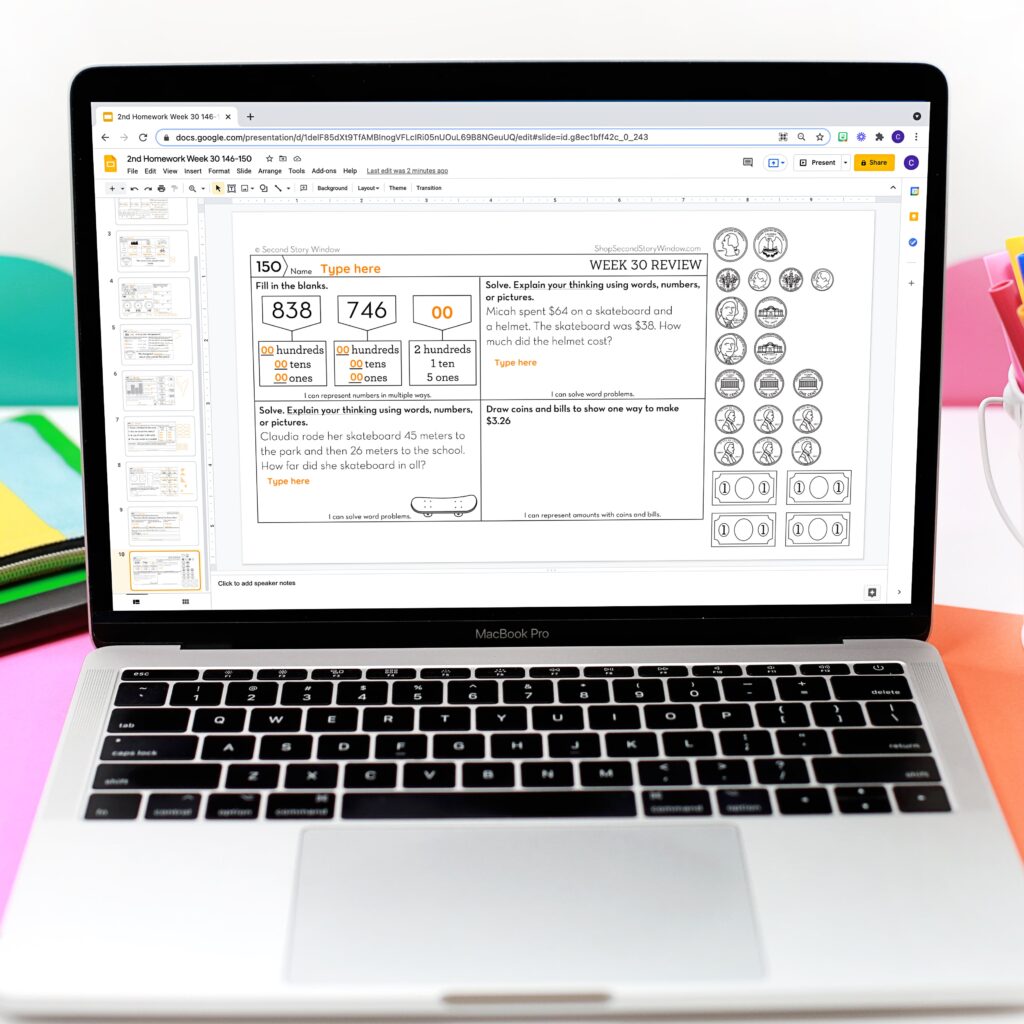 2nd Grade Homework for Math Spiral Review & ELA Spiral Review