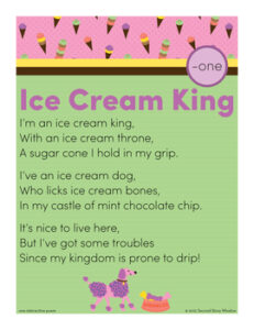 Ice Cream King - one Word Family Poem of the Week - Long Vowel O ...
