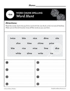 -Ice Long Vowel Word Family Worksheets No Prep Long Vowel I Chunk ...