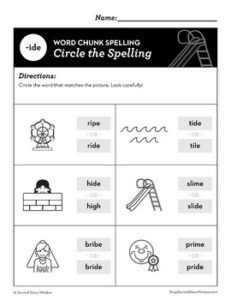 -Ide Long Vowel Word Family Worksheets No Prep Long Vowel I Chunk ...