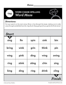 -Ing Word Family Worksheets No Prep Chunk Spelling Ending Blends -ng ...