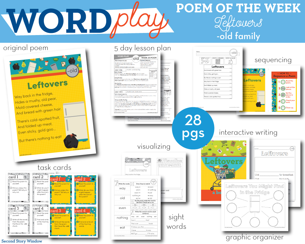 Leftovers -old Word Family Poem of the Week - Long O Fluency Poem ...