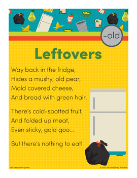 Leftovers -old Word Family Poem of the Week - Long O Fluency Poem ...