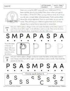 Letter Name Fluency Sheets for Level A Set 1 Letter Name Practice