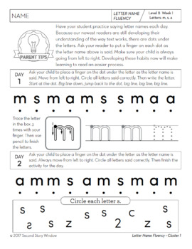 Letter Name Fluency Practice Level B Set 1 - Second Story Window