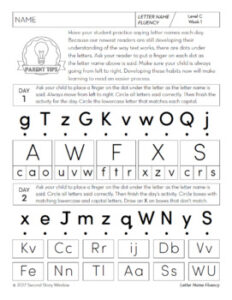 Letter Name Fluency Practice Level C Set 1 - Second Story Window