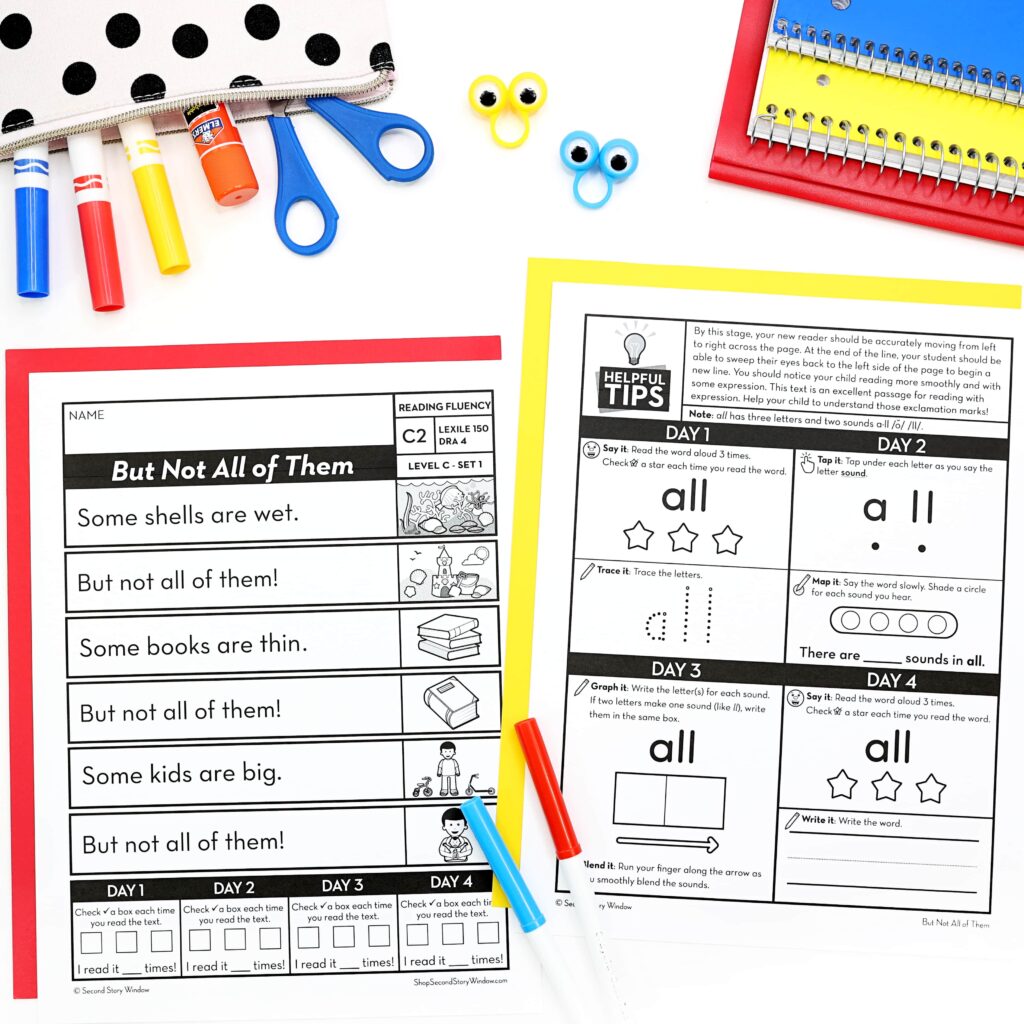 Decodable Passages Reading Fluency and Sight Word Practice Level C Set ...