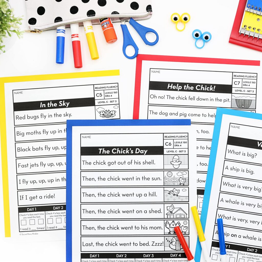 Decodable Passages Reading Fluency and Sight Word Practice Level C Set ...