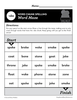 -Oke Word Family Worksheets No Prep Long Vowel O Chunk Spelling ...