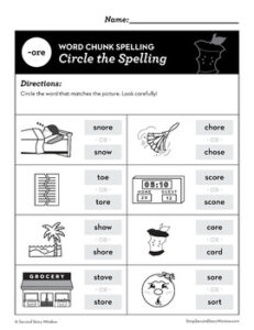 -Ore Word Family Worksheets No Prep R-Controlled O Chunk Spelling ...