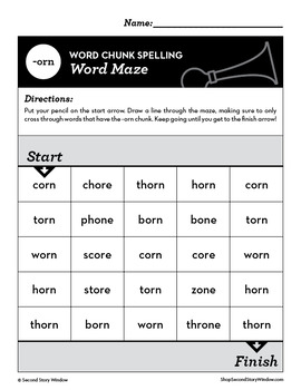 -Orn Word Family Worksheets No Prep R-Controlled O Chunk Spelling ...