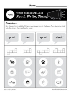 -Out Word Family Worksheets No Prep Diphthong ou Chunk Spelling ...