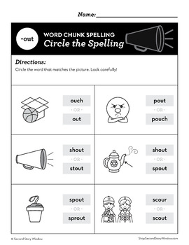 -Out Word Family Worksheets No Prep Diphthong ou Chunk Spelling ...