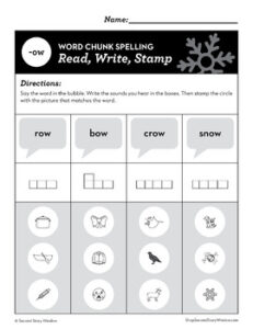 -Ow Long O Word Family Worksheets No Prep Long Vowel O Chunk Spelling ...