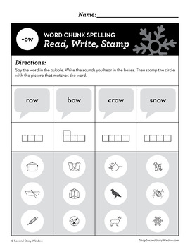 -Ow Long O Word Family Worksheets No Prep Long Vowel O Chunk Spelling ...